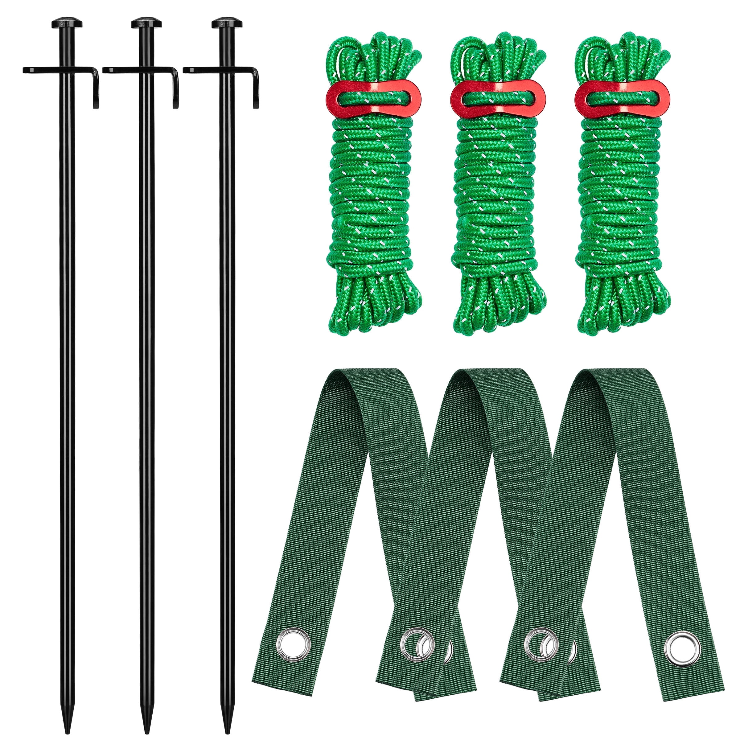 Kingsyard 3pcs 16″ Heavy Duty Steel Tree Stakes with 3 Straps and 3pcs ...