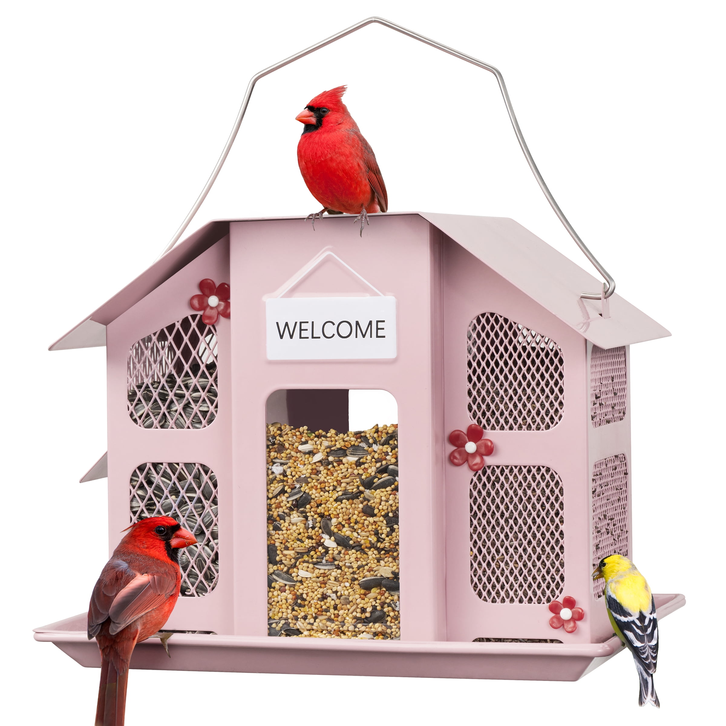 Kingsyard Metal Bird Feeder House for Outdoors Hanging, Triple Feeders ...