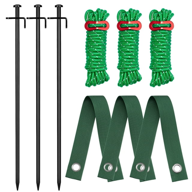 Kingsyard 3pcs 16″ Heavy Duty Steel Tree Stakes with 3 Straps and 3pcs ...