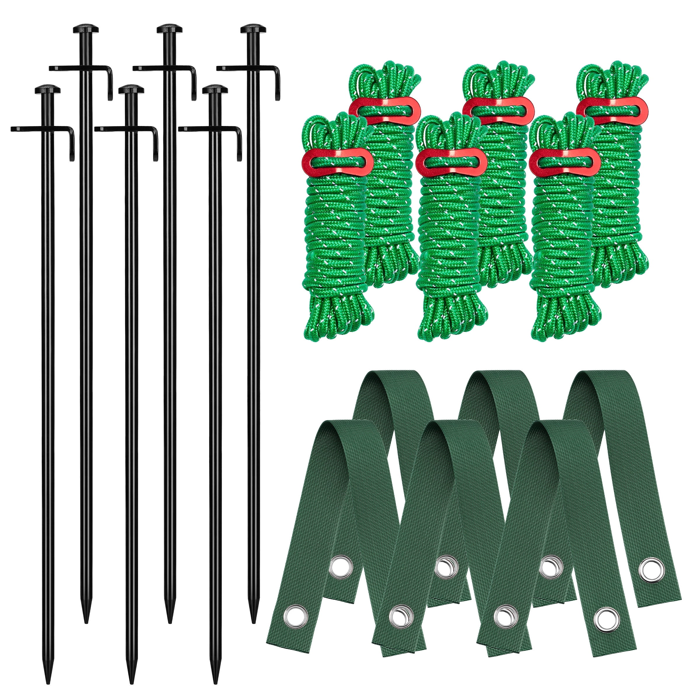 Kingsyard 6pcs 16″ Heavy Duty Steel Tree Stakes with 6 Straps and 6pcs ...
