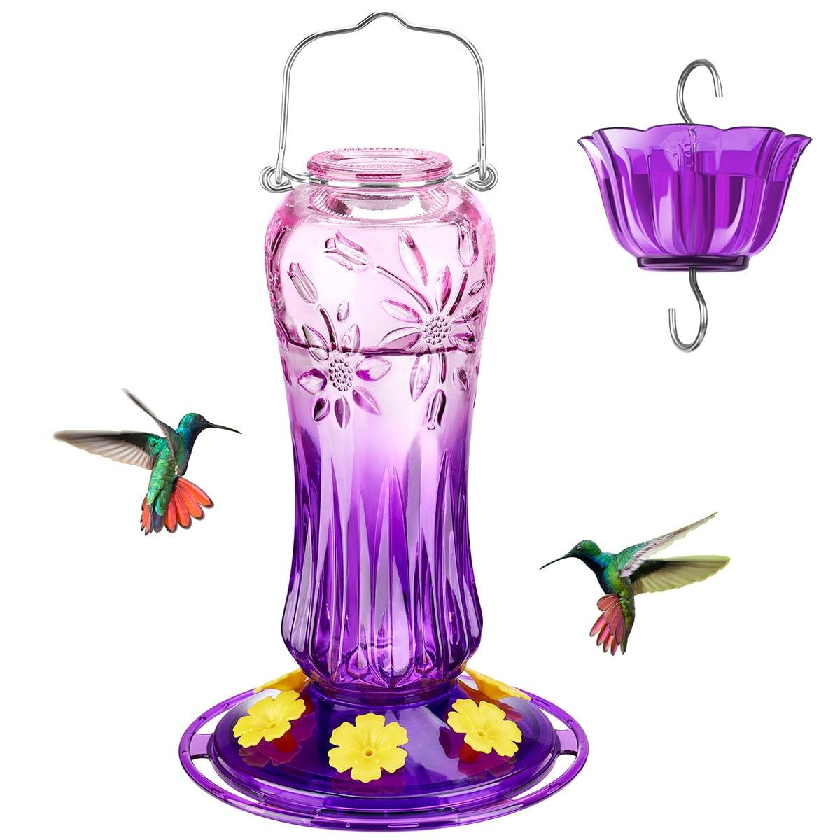 Kingsyard Hummingbird Feeder for Outdoors Hanging, 25 Ounces Leak Proof ...