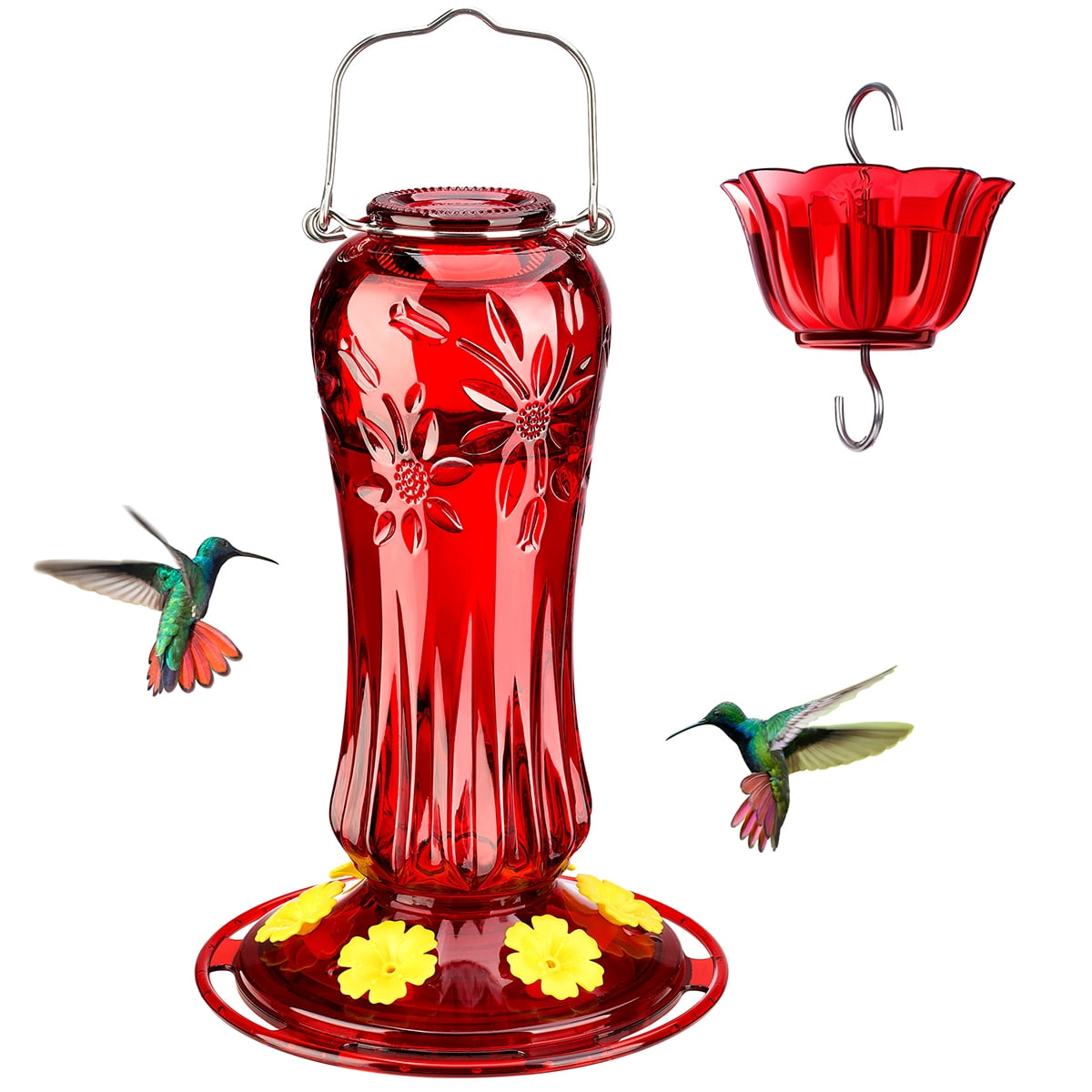 Kingsyard Hummingbird Feeder for Outdoors Hanging, 25 Ounces Leak Proof ...