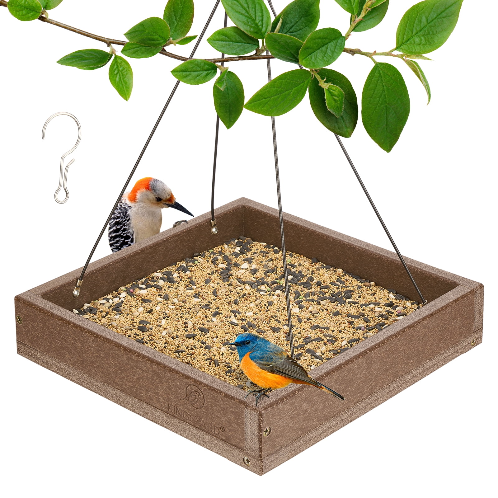 Kingsyard Recycled Plastic Platform Bird Feeder for Outdoor Hanging ...