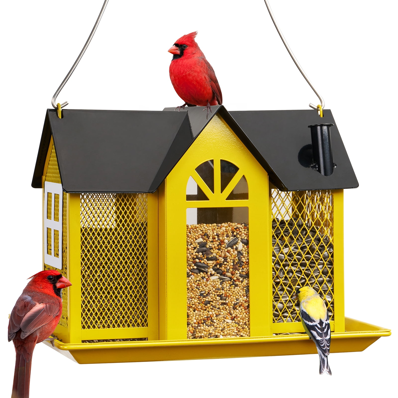 Kingsyard Outdoor Birdhouse, Weatherproof Metal Triple Feeders for ...
