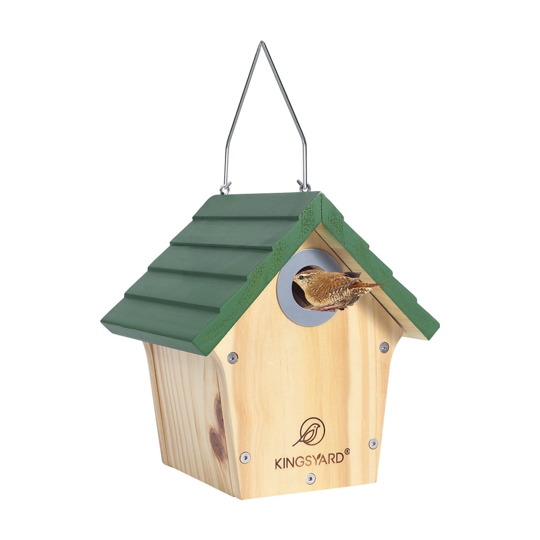Kingsyard Wooden Bird House with Predator Guard, Wren Bird Nesting for ...
