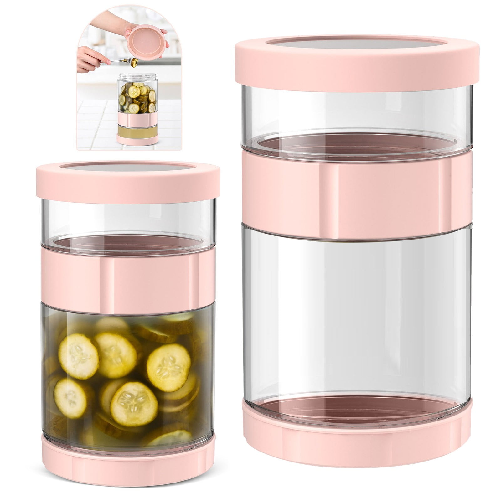Kingtow Glass Pickle Jar Pink B Storage Rack, Glass Jar 1 Gallon ...