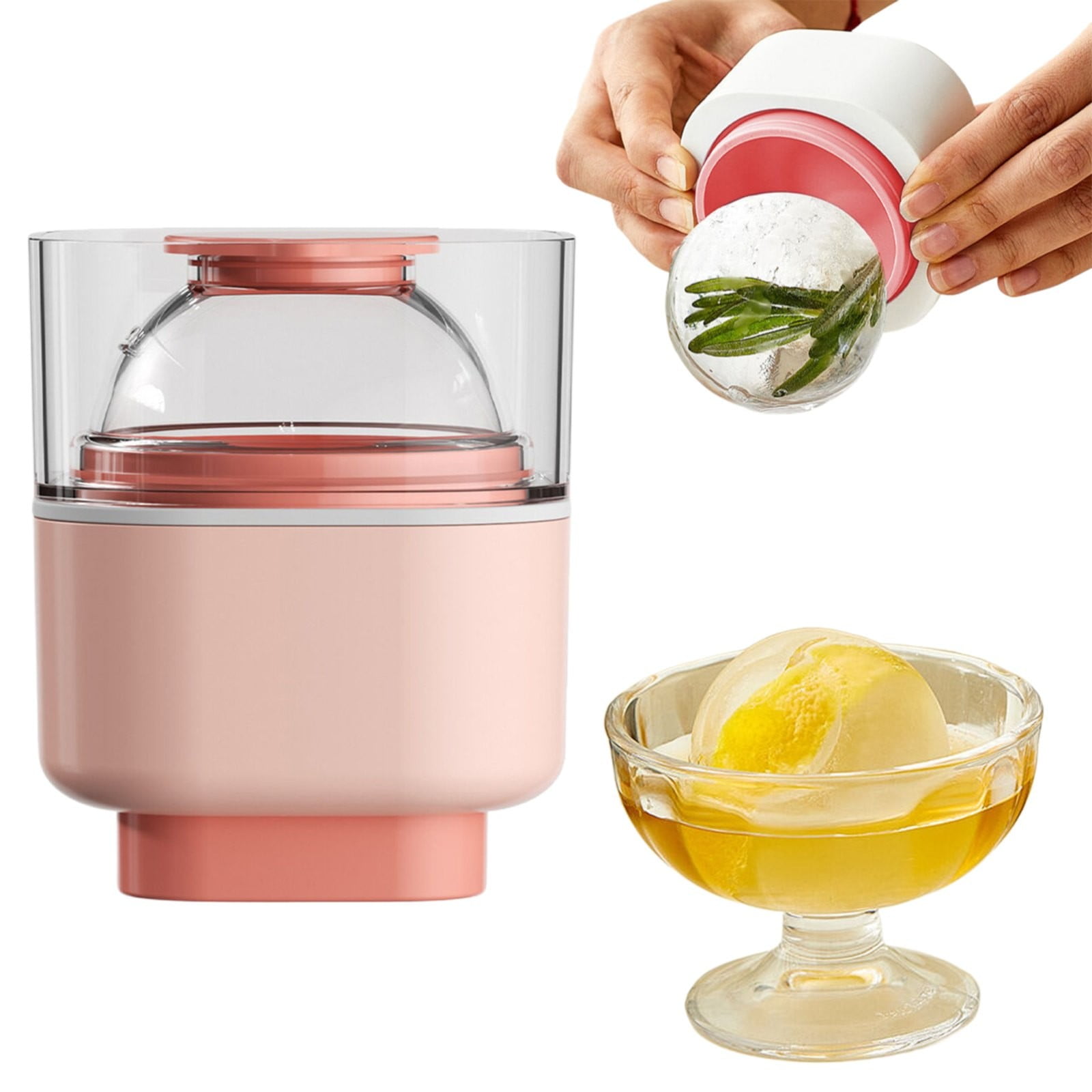 Kingtow Large Pressed Ice Ball Mold Pink Kitchen Ice Grid, Large Ice ...