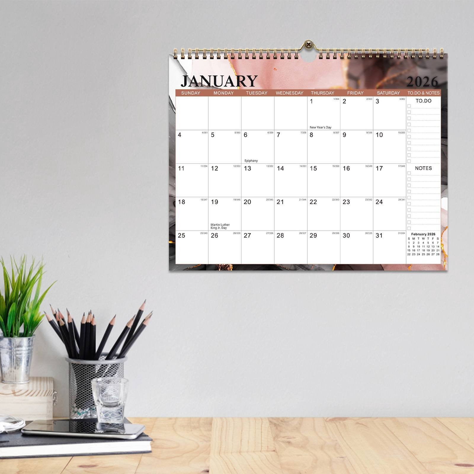 Kingtowag 2026 Wall Calendar Monthly Planner Hanging Hook Home Office ...