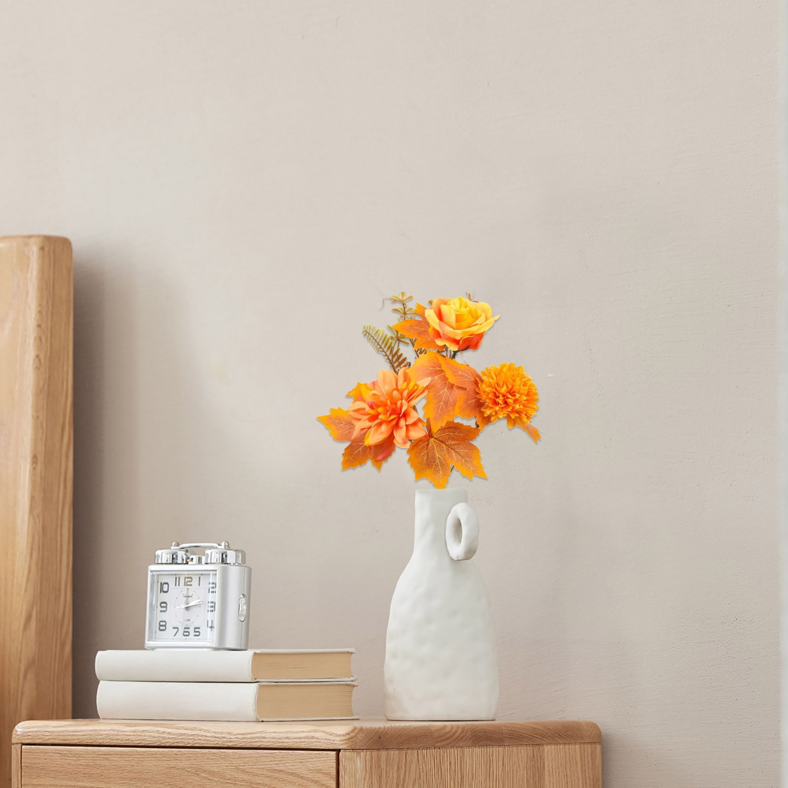 Kingtowag Artificial Orange Mum Flowers, Mums Bouquet with Realistic ...