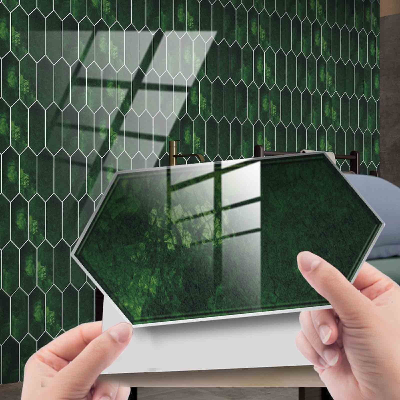 Kingtowag Crystal Tile Stickers, 10 Marble-Effect Wall Tiles - Peel-And-Stick Upgrade for ...