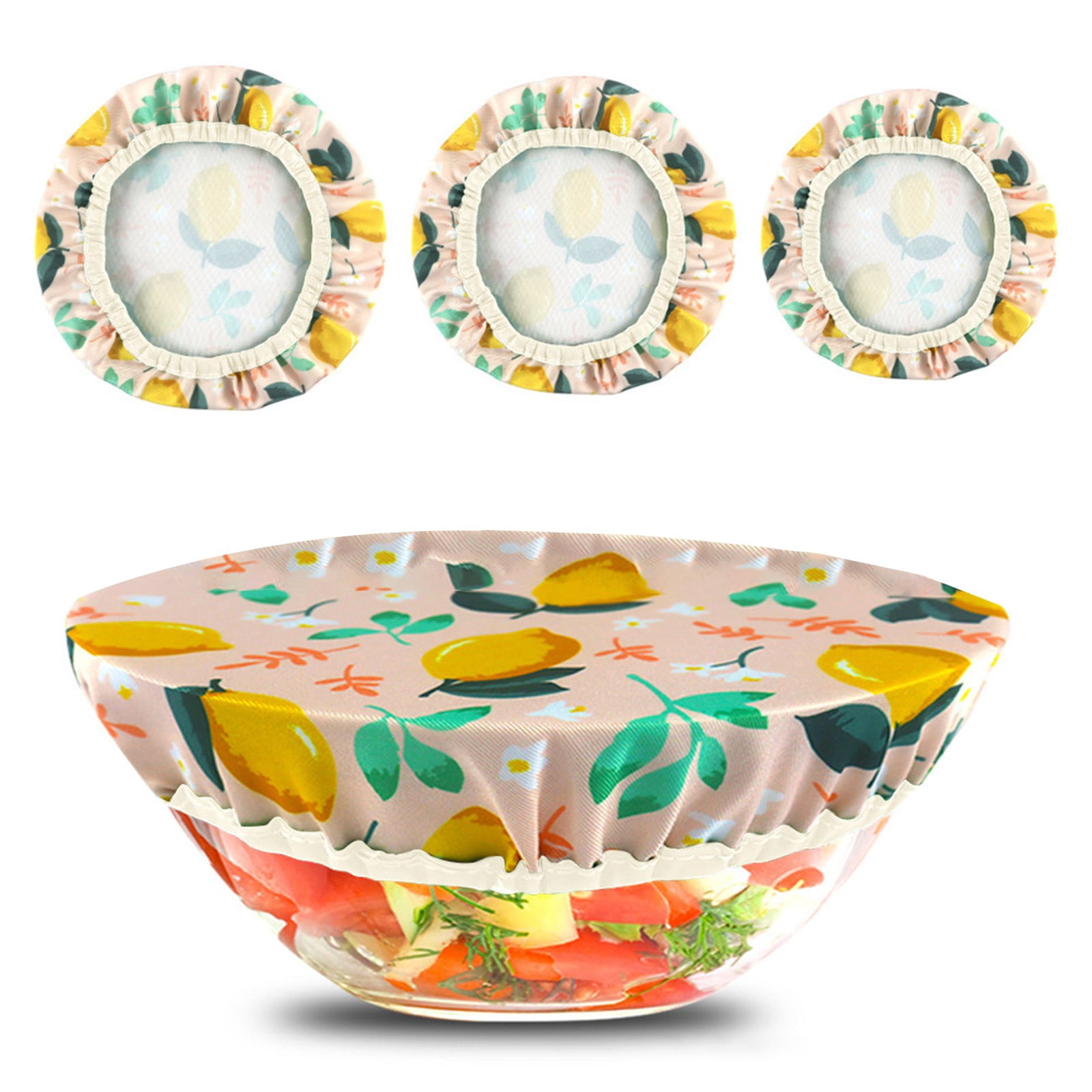 Kingtowag Reusable Elastic Bowl Covers Dish Lids Kitchen, 3-Piece ...