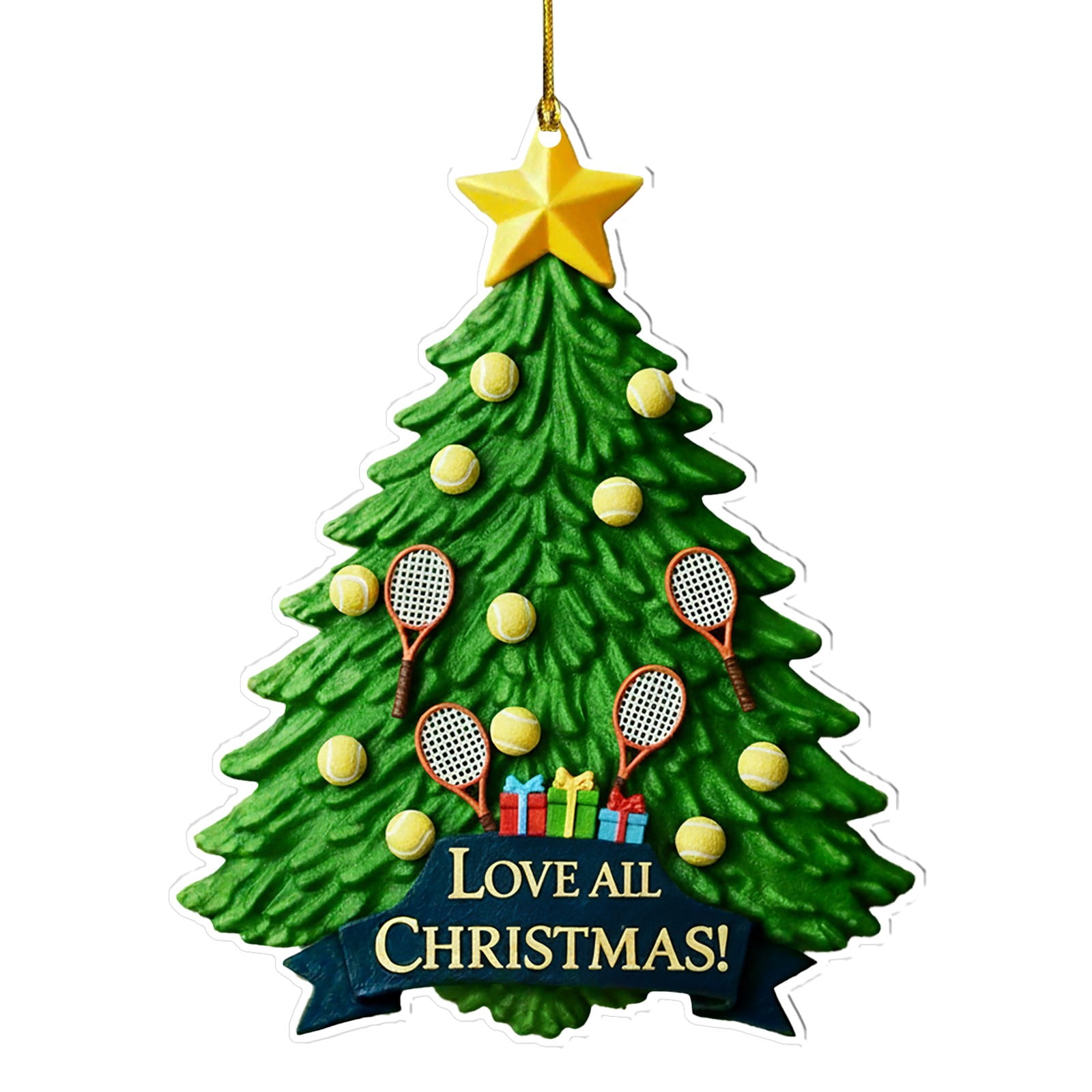 Kingtowag Acrylic 2D Tennis Ball Christmas Ornament, Sports-Themed ...