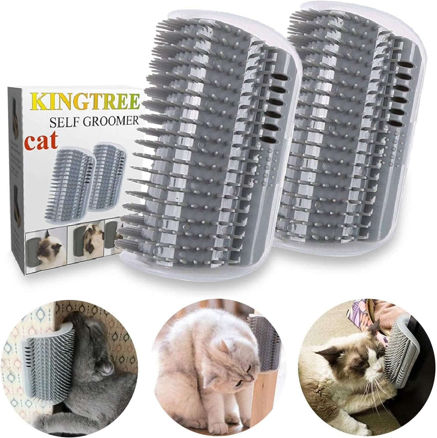 Kingtree Cat Corner Scratcher Self Groomer with Catnip, 2 Pack Softer ...