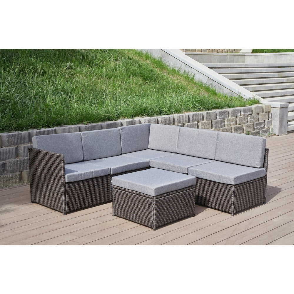 Kingway 4-Piece Wicker Patio Furniture Sets Outdoor Sectional Sofa Set ...