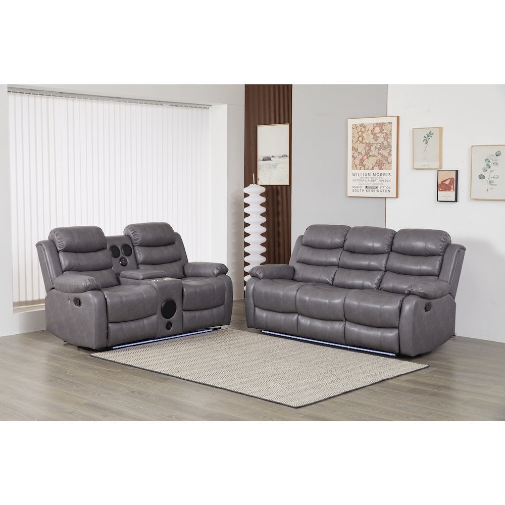Kingway Faux Leather Manual Reclining Sofa Set – 2-Piece Home Theater ...