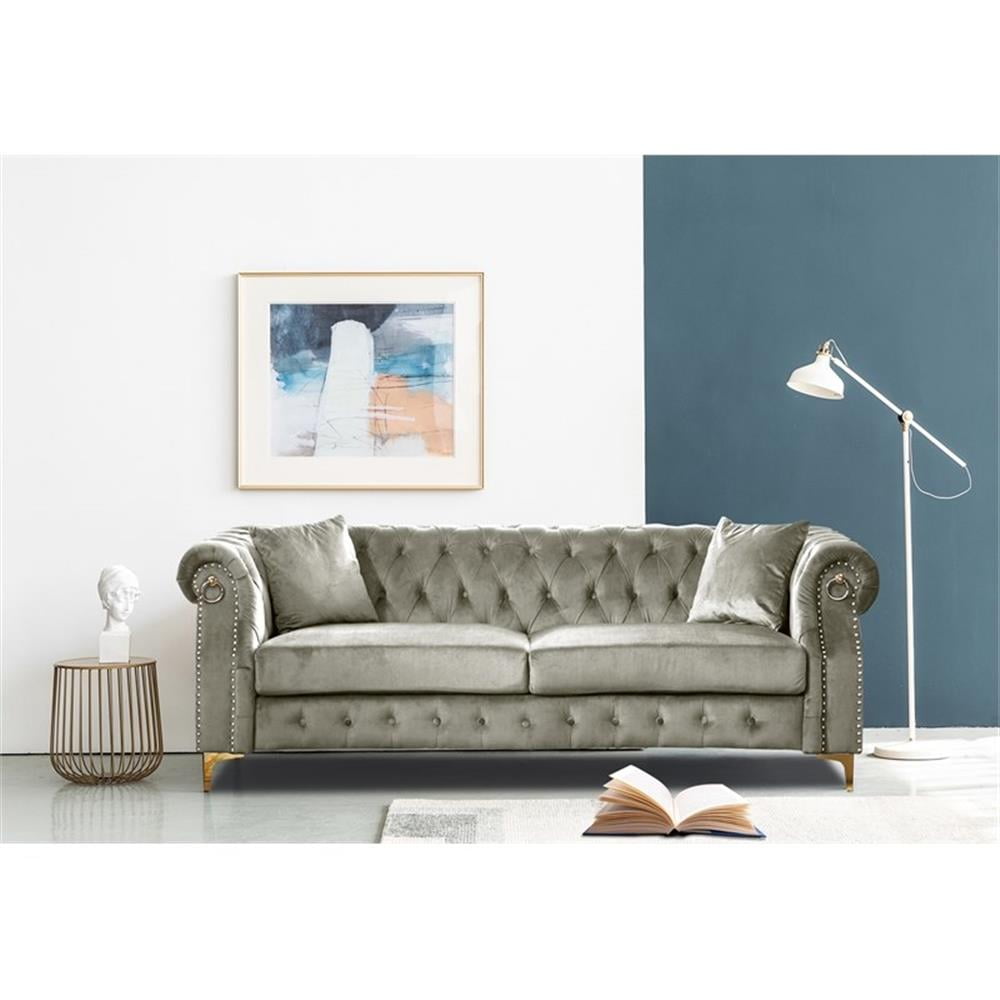 Kingway Furniture Alcona Velvet Living Room Sofa in Beige - Walmart.com