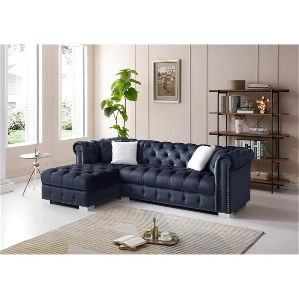 Kingway Furniture Cade Velvet L-Shaped Sectional in Black - Walmart.com