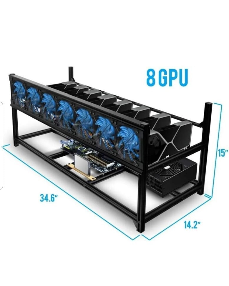 Kingwin KC-8GPU Open Air Case Stackable Black Aluminum Mining Rig Case ...