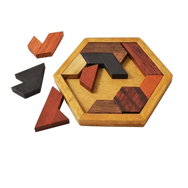 Kingzhuo Hexagon Tangram Puzzle MMF7 Wooden Puzzle for Children ...