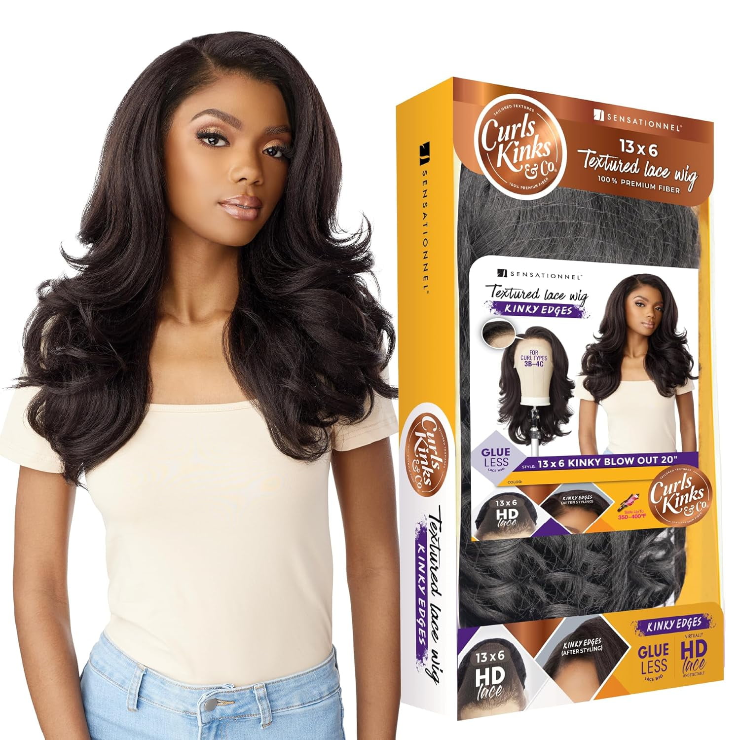 Kinksandco edges Wig - Out 20 Inch 13X6 Lace Frontal Natural texture ...