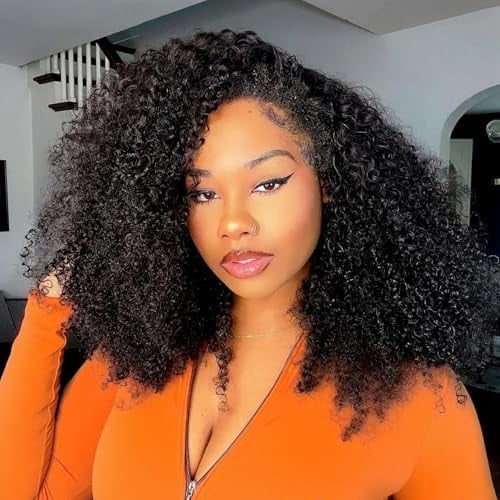 Kinky Curly Half Wig Human Hair 3 In 1 Seamless Flip Over 18 Inch Half ...