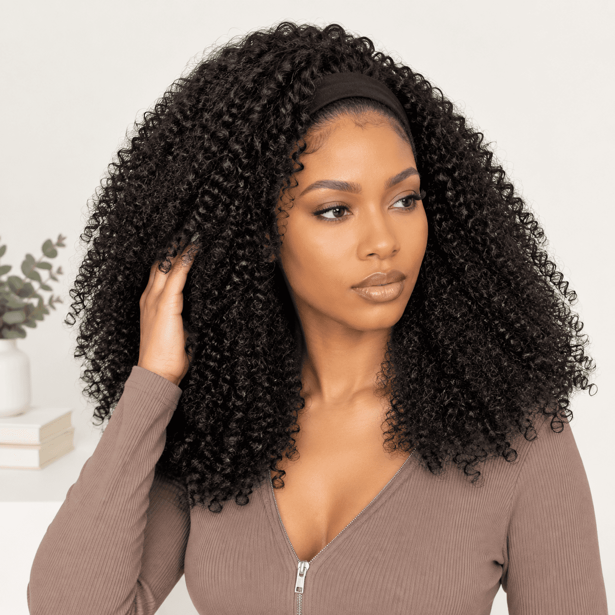 Kinky Curly Half Wig Human Hair For Women 200 Density 3 In 1 Seamless ...