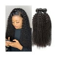 Kinky Curly Human Hair Bundles Natural Black Curl Remy Hair Extensiones ...