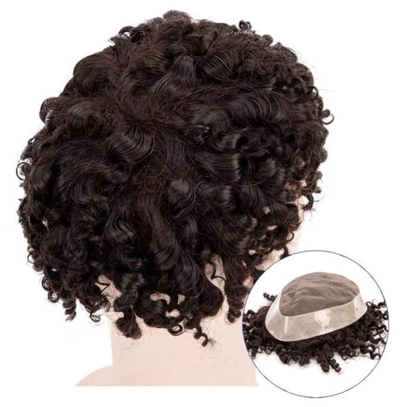 Kinky Curly Wig for Men Fine Mono Top and PU Perimeter Hair Toupee ...