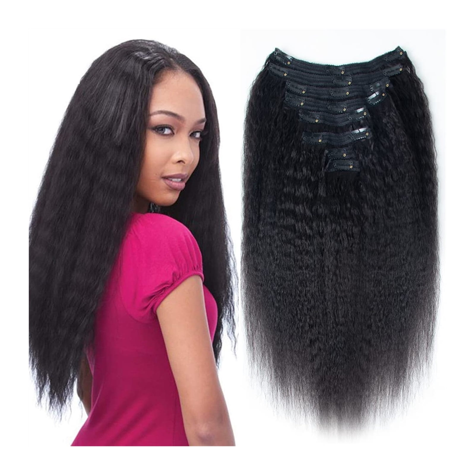 Kinky Straight Clip In Hair Extensions Human Hair Clip In Extensions ...
