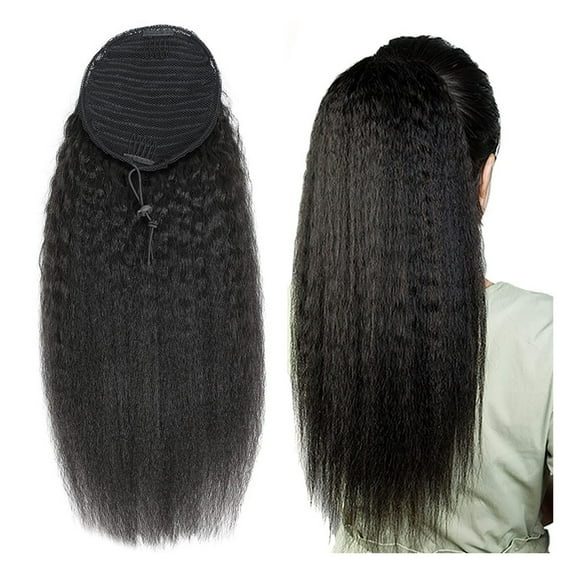 Kinky Straight Clip In Hair Extensions Pony Tails Wrap Around ...
