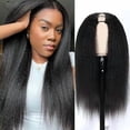 Kinky Straight U Part Wigs 200% Brazilian Yaki Straight U Shape Human ...