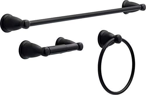 Kinla 3-Piece Bathroom Set Matte Black 24" Towel Bar Rack, Toilet Paper ...