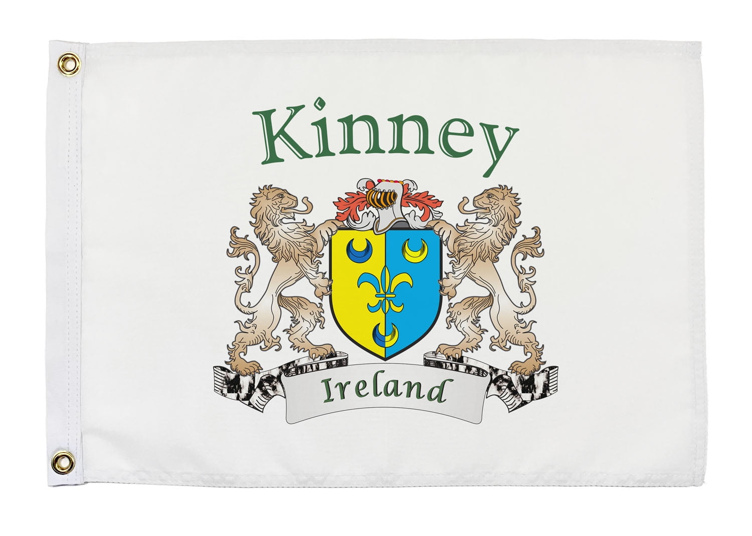 Kinney Irish Coat of Arms Small White Flag - 16"x10.5" inches - Walmart.com