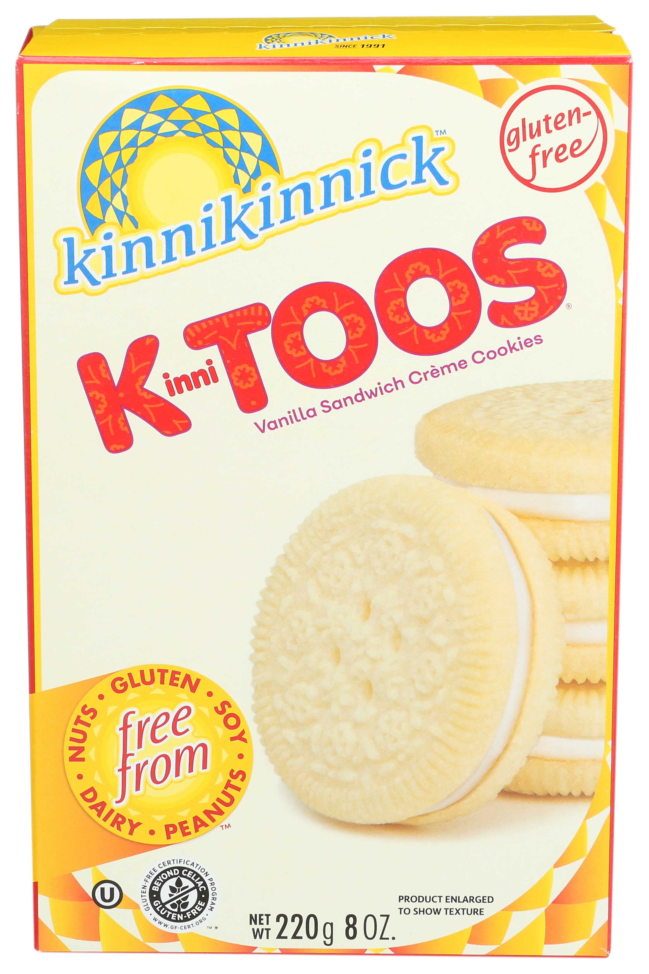 Kinnikinnick Foods Vanilla Sandwich Creme Kinnitoos Cookies, 8 Ounce ...