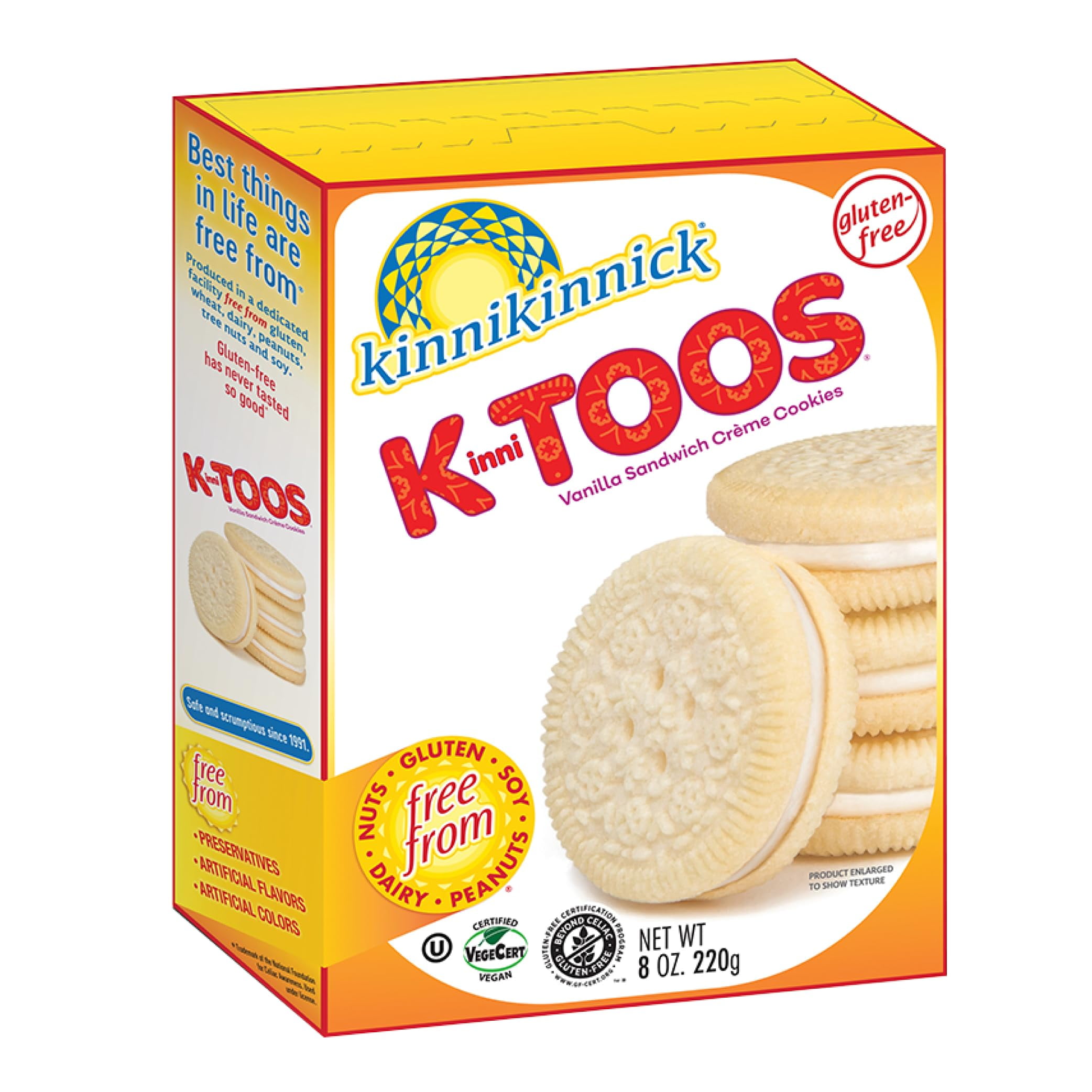 Kinnikinnick - KinniTOOS Vanilla SBF3 Sandwich Cream Cookies - Gluten ...