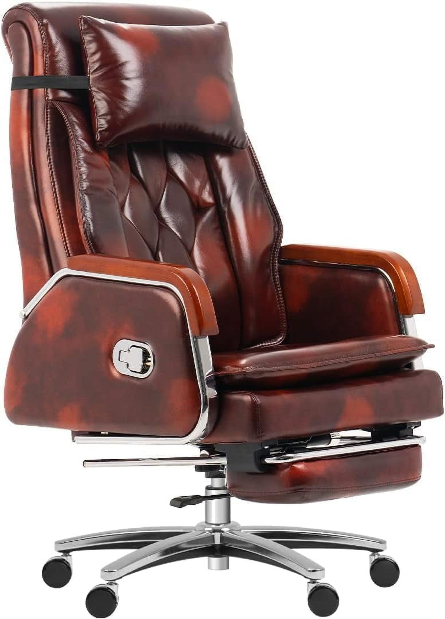 Kinnls Cameron Massage Office Chair Genuine Leather Managerial ...