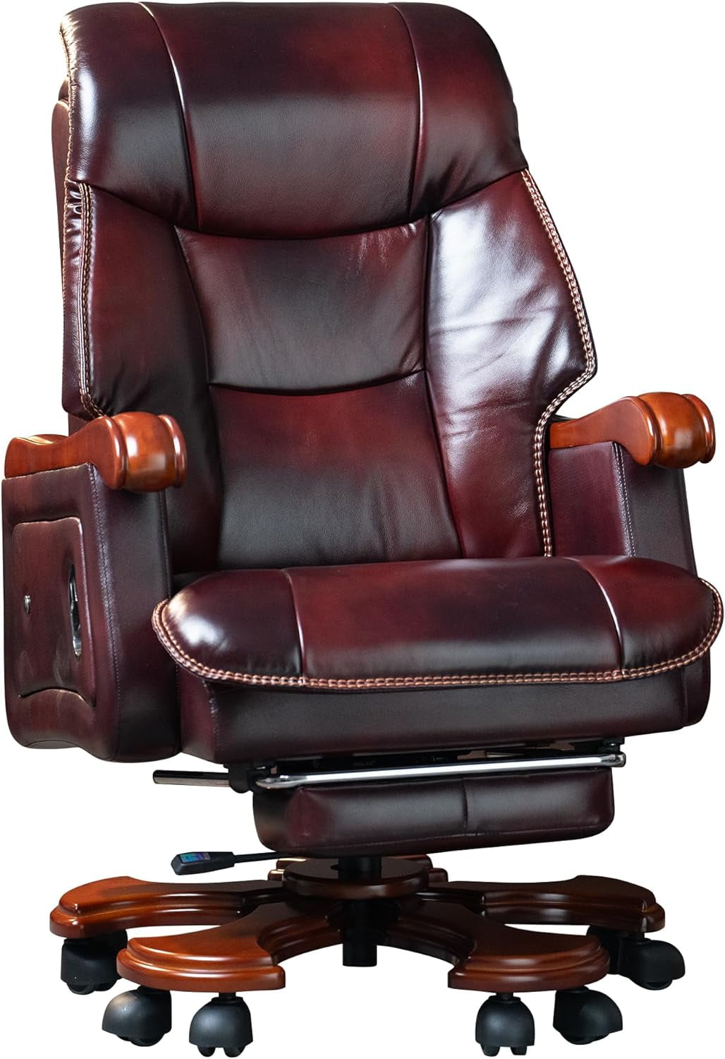 Kinnls Fully Reclining Jones Massage Office Chair,Genuine Leather ...