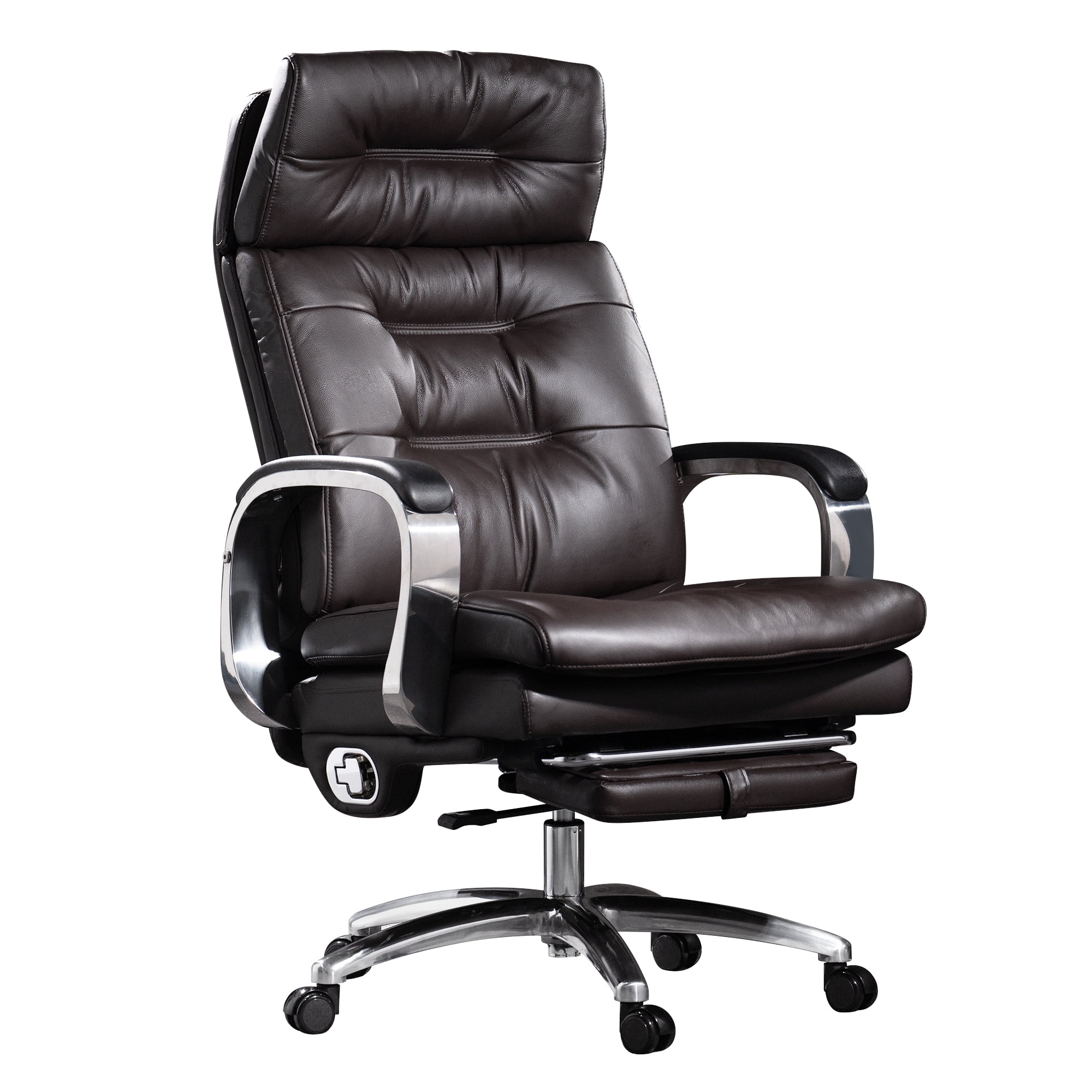 Kinnls Vane Ergonomic Leather Office Chair with Massager & Footrest ...