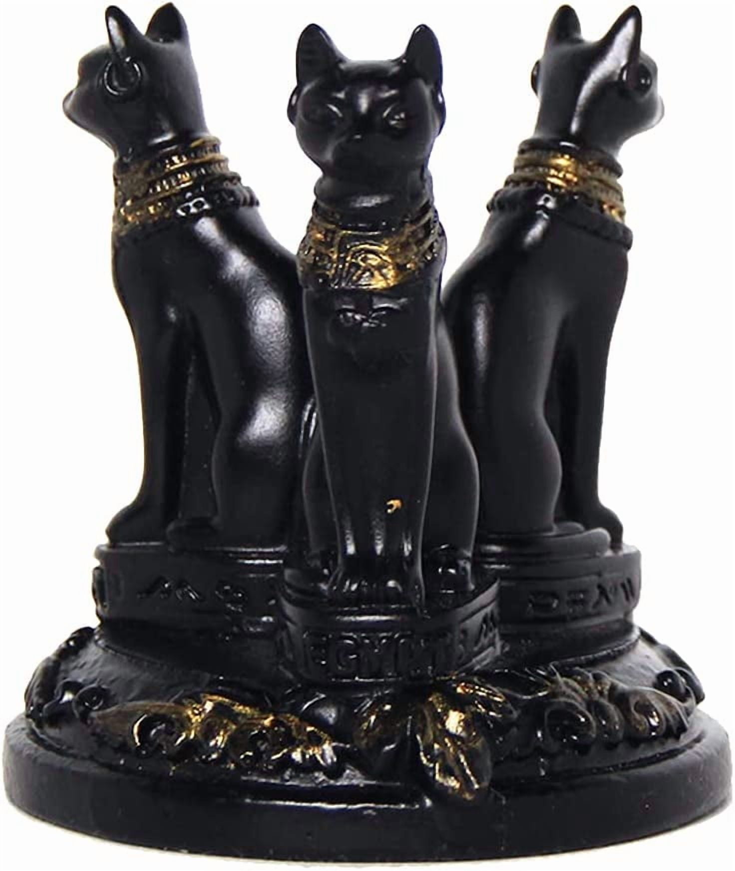 Kino Triple Egyptian Bast Bastet Cats Crystal Sphere Ball Stand Display ...