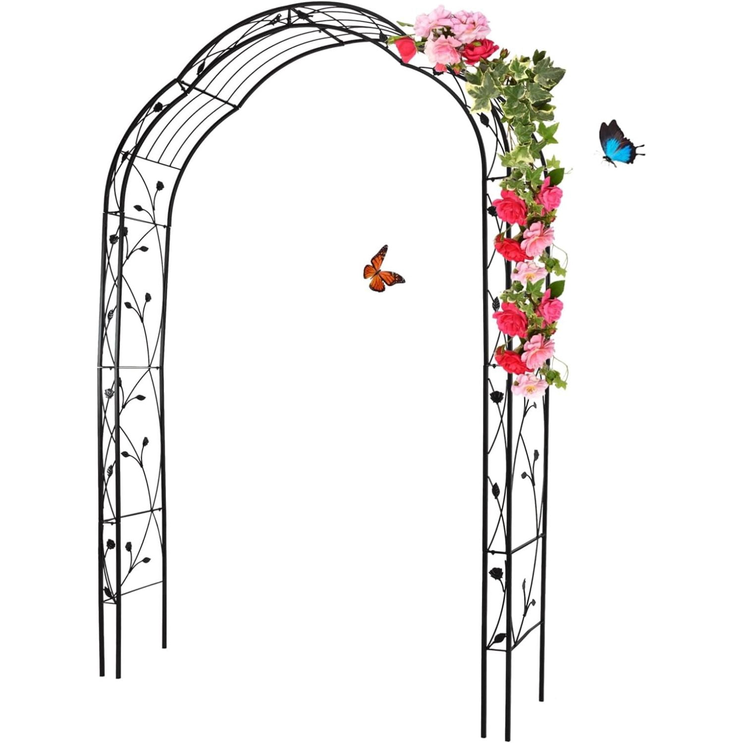 Kinpaw 8.9ft Extra Large Garden Arch Trellis - Metal Black Garden Arbor ...