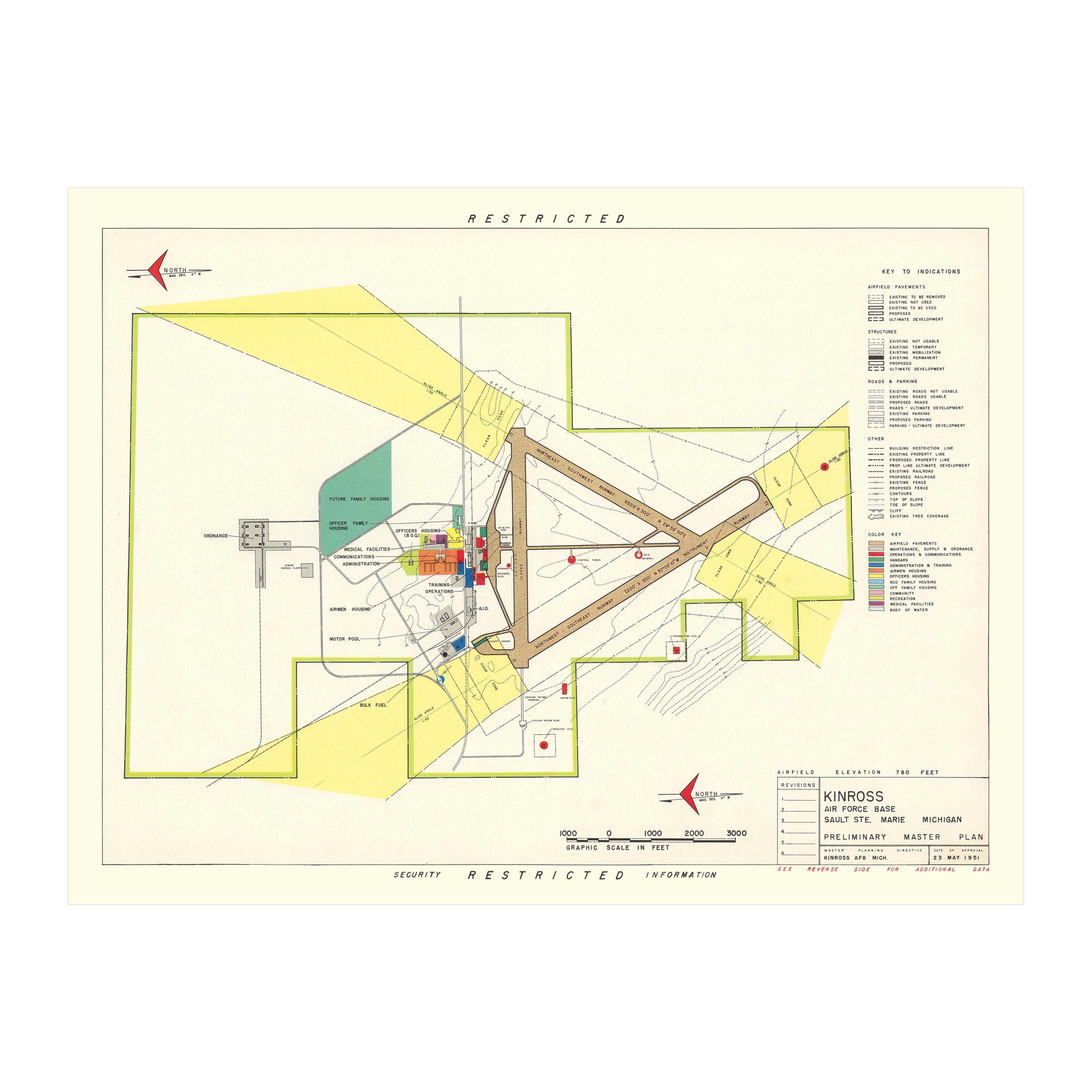 Kinross Air Force Base Art, 1951 Vintage Map of Kinross Air Force Base ...