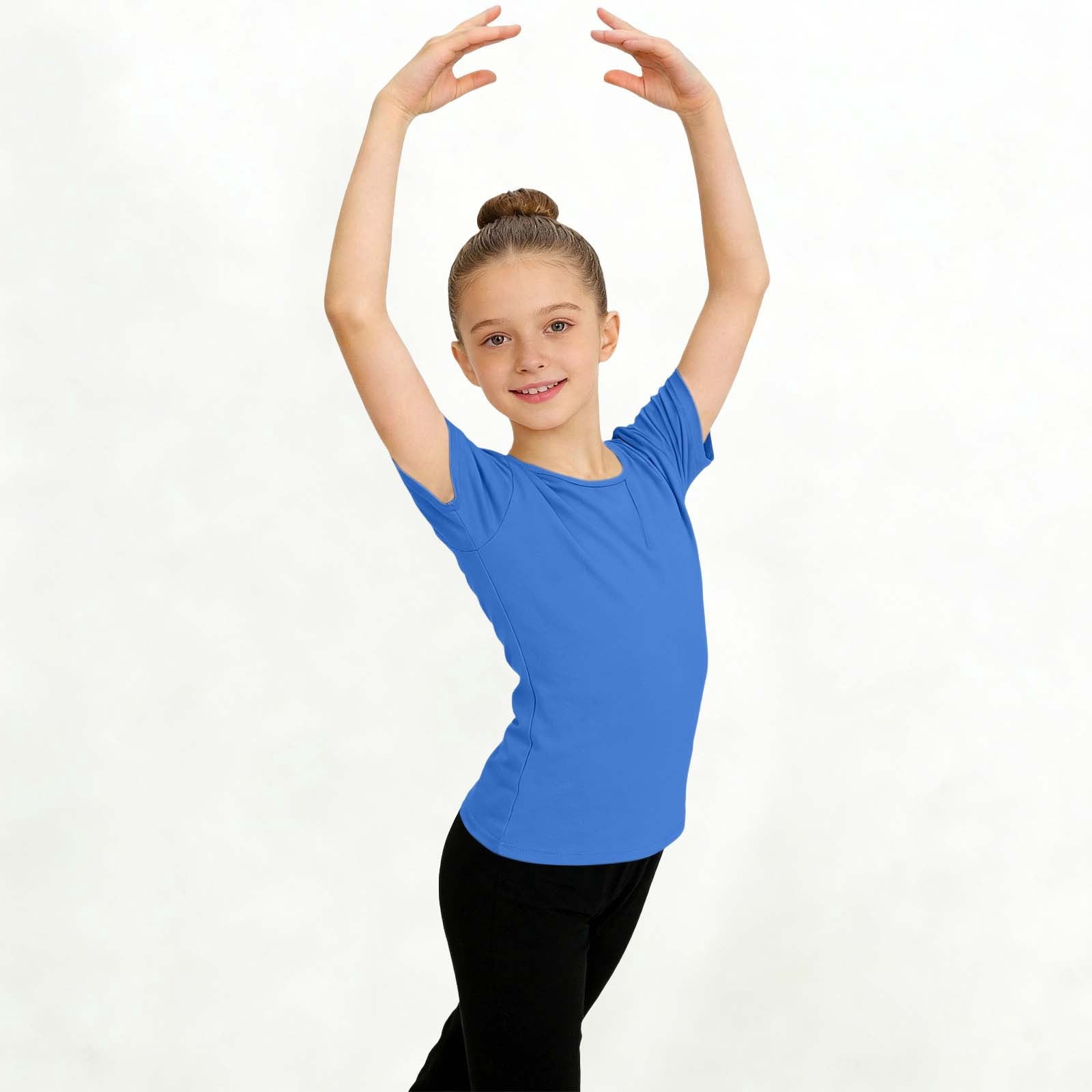 Kinrui Ballet Top for Girls Short Sleeve Practice Dance Top Gymnastics ...