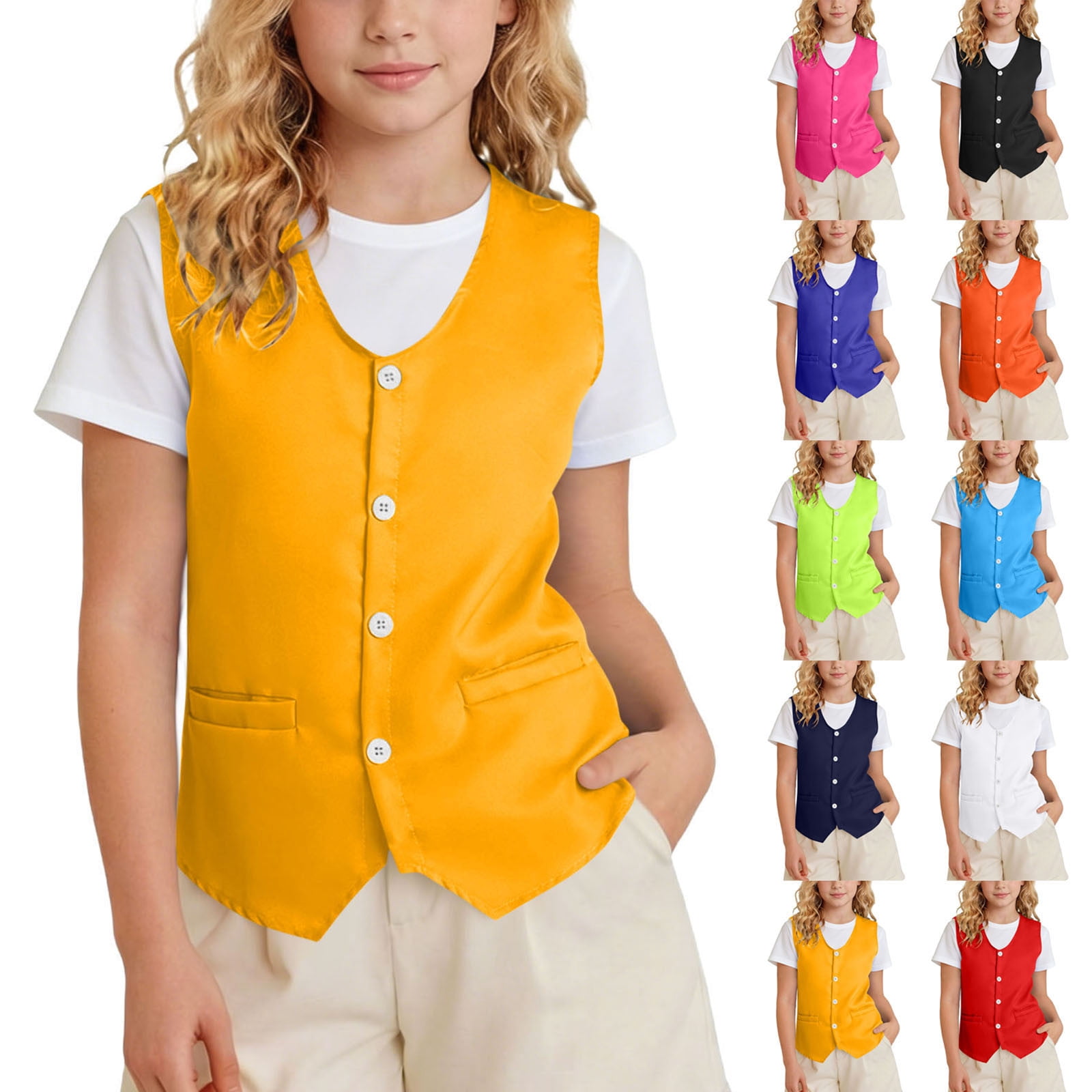 Kinrui Boys Girls Vest Volunteer Activity Uniform Waistcoat Button Up ...