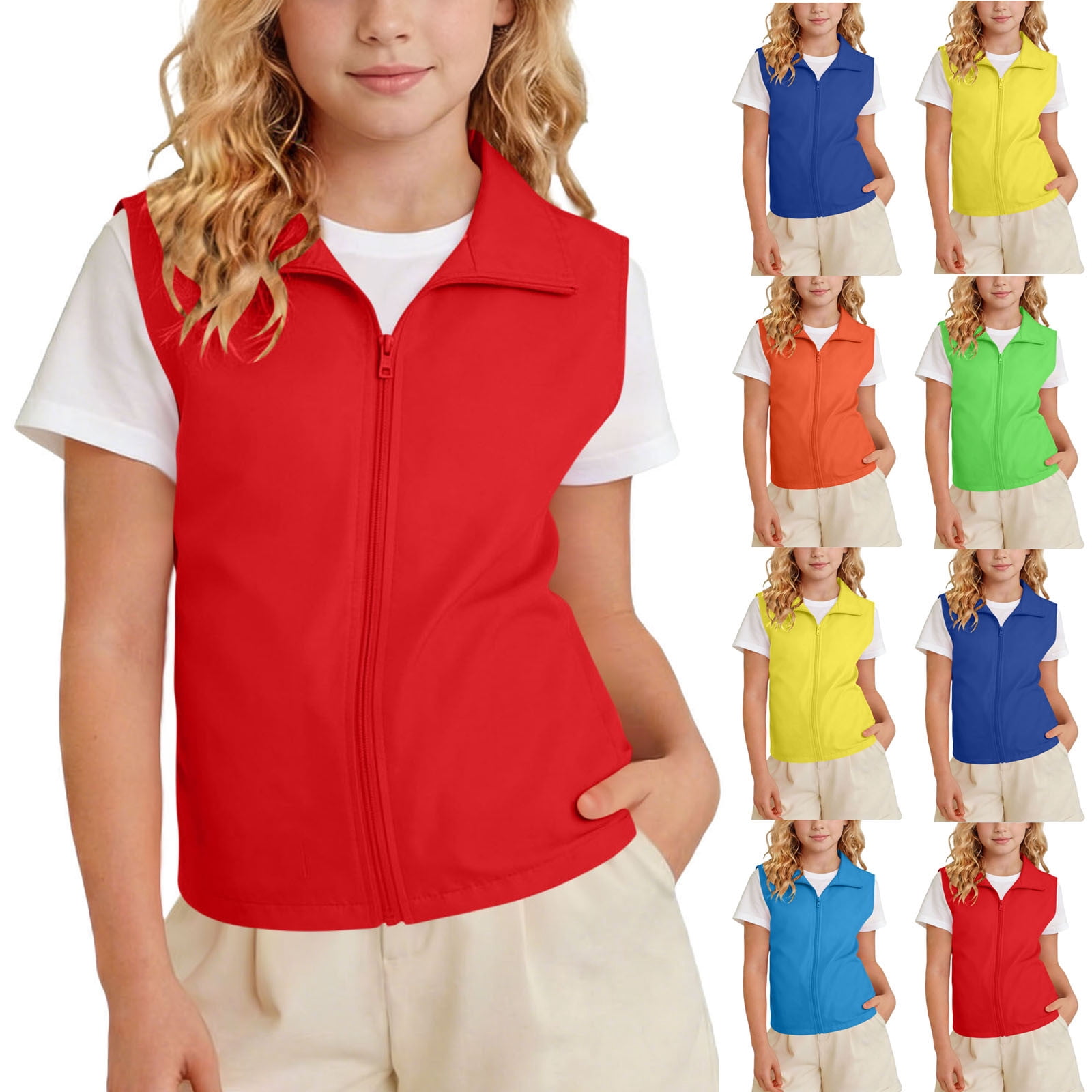 Kinrui Boys Girls Zip Up Vest Volunteer Activity Waistcoat Party ...