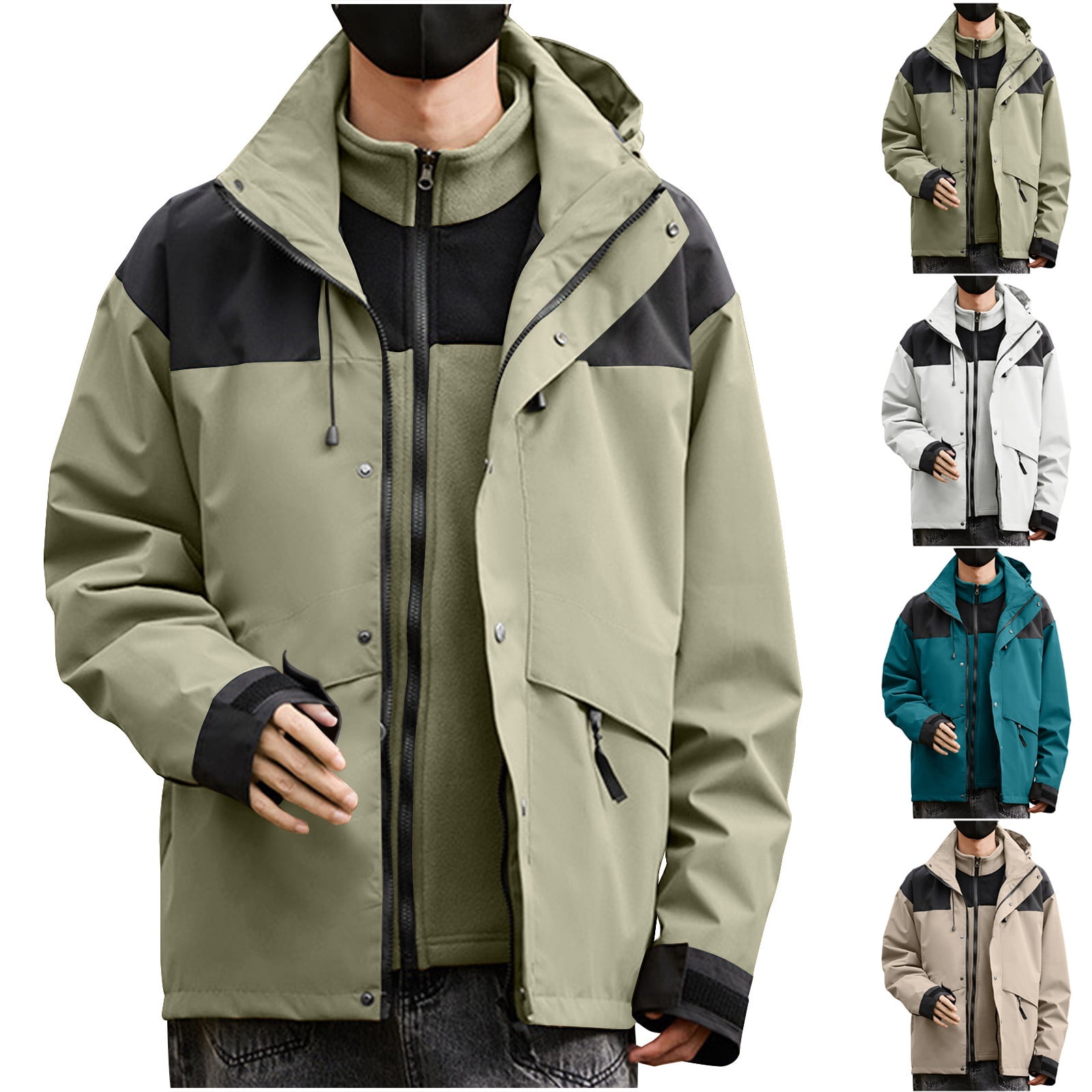 Kinrui Men's Removable Hooded Softshell Jacket Waterproof Insulated ...