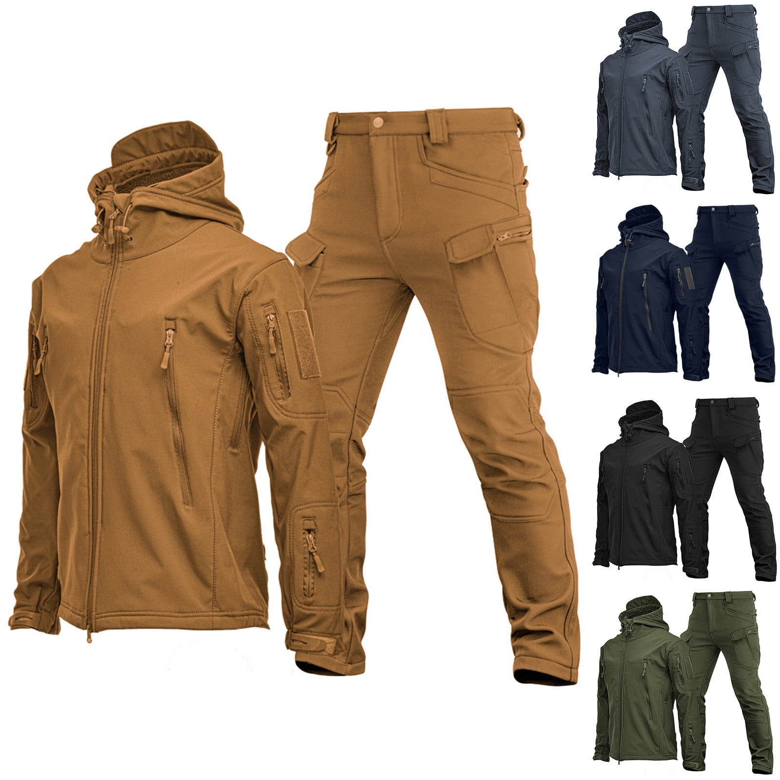 Kinrui Men's Tactical Jacket and Pants Set Military 2 Piece Outfits ...