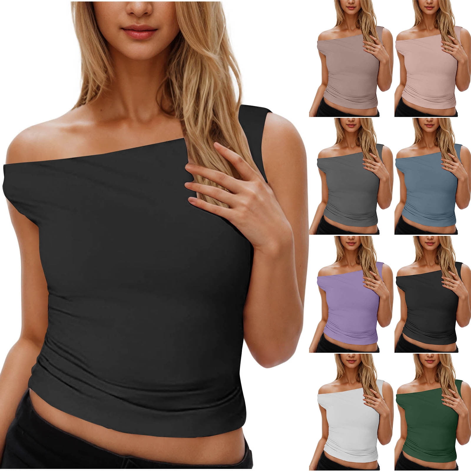Kinrui One Shoulder Tank Tops for Women 2026 Cute Summer Casual ...