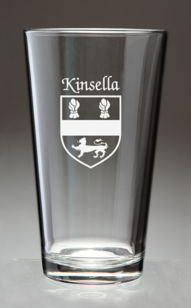 Kinsella Irish Coat of Arms Pint Glasses - Set of 4 (Sand Etched ...