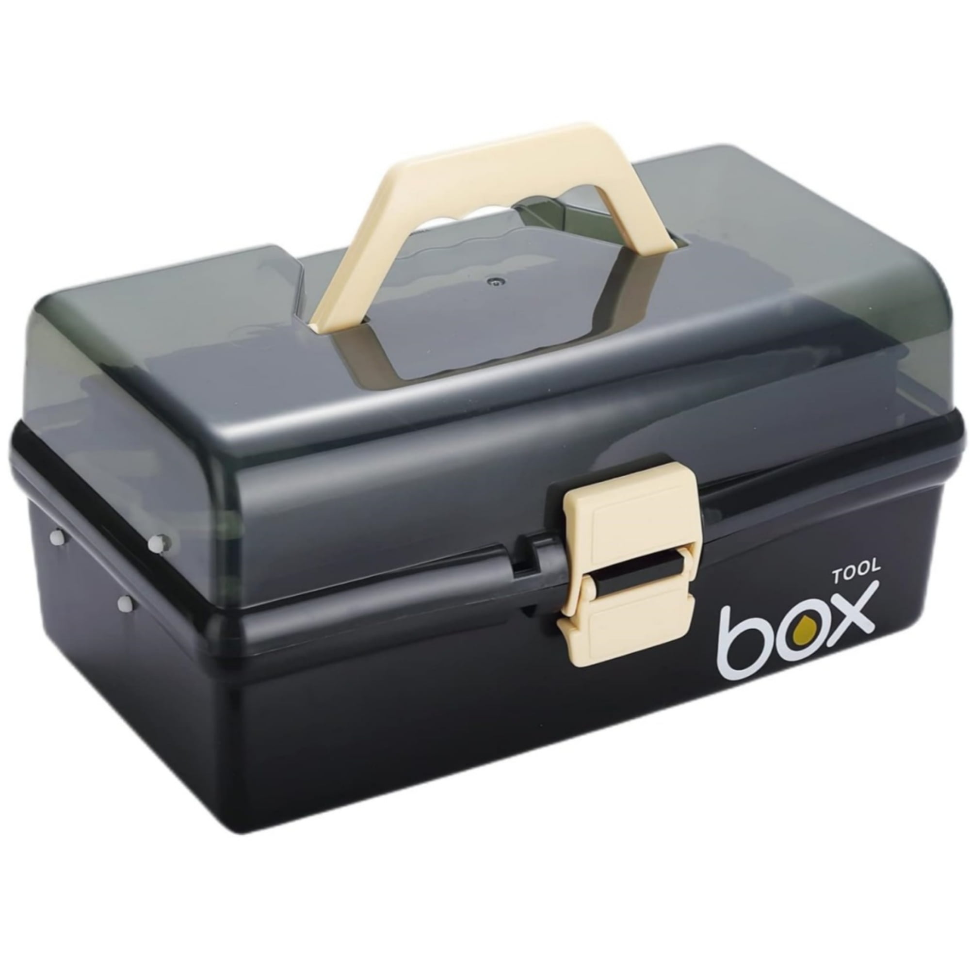 Kinsorcai 12'' Three-Layer Clear Plastic Storage Box with Handle, Craft ...