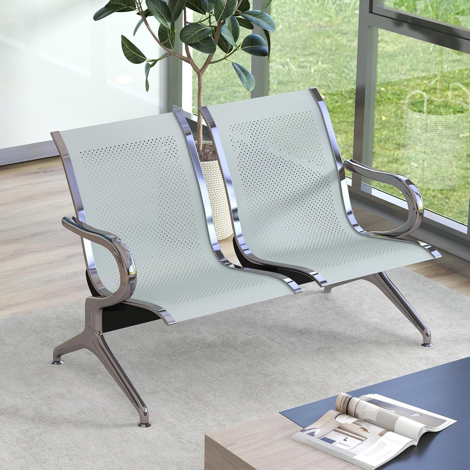 Kinsuite 2 Seat Airport Reception Chairs Waiting Room Chair with Arms ...